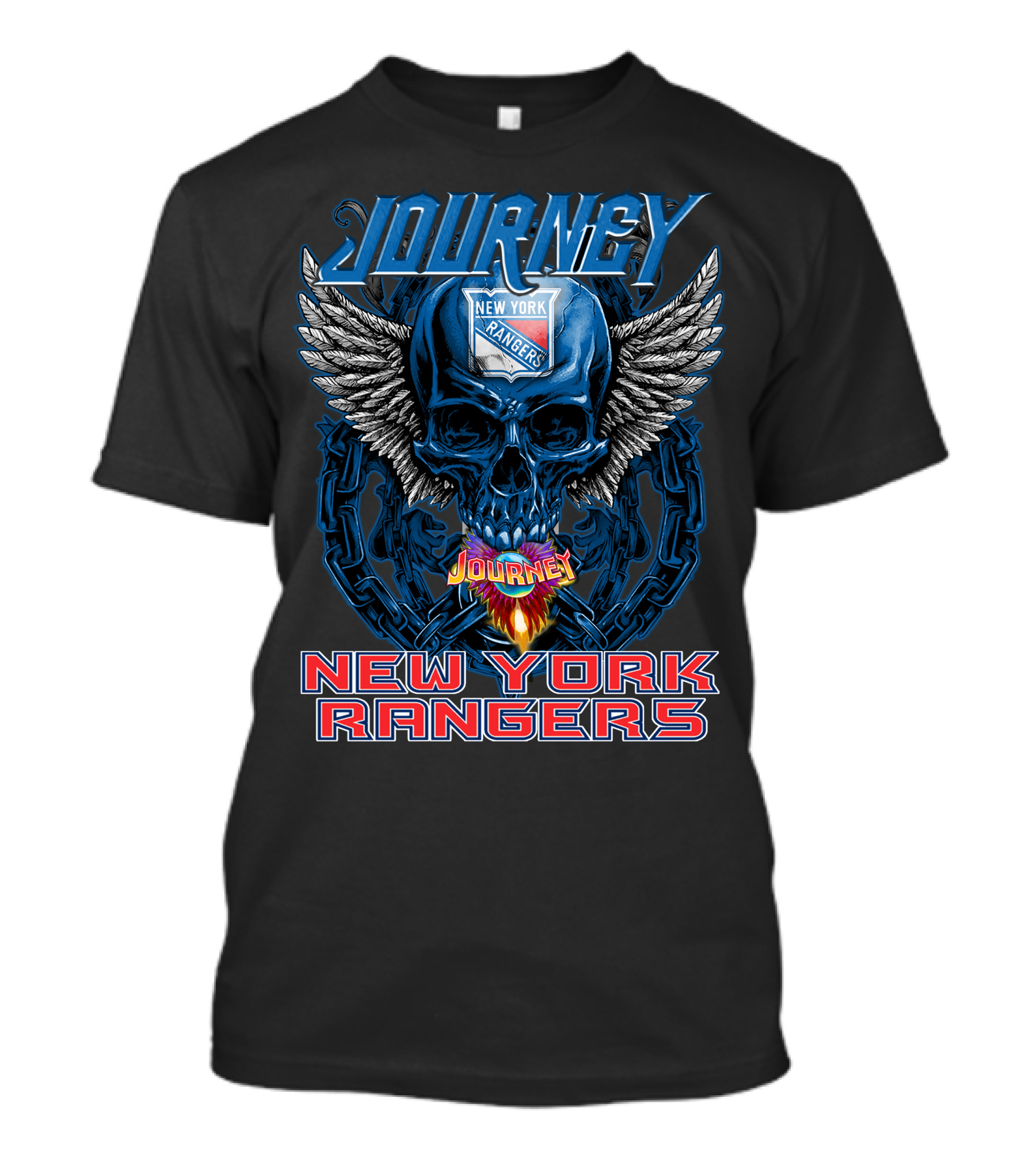Journey New York Rangers Skull Wings Chain Flame T-Shirt