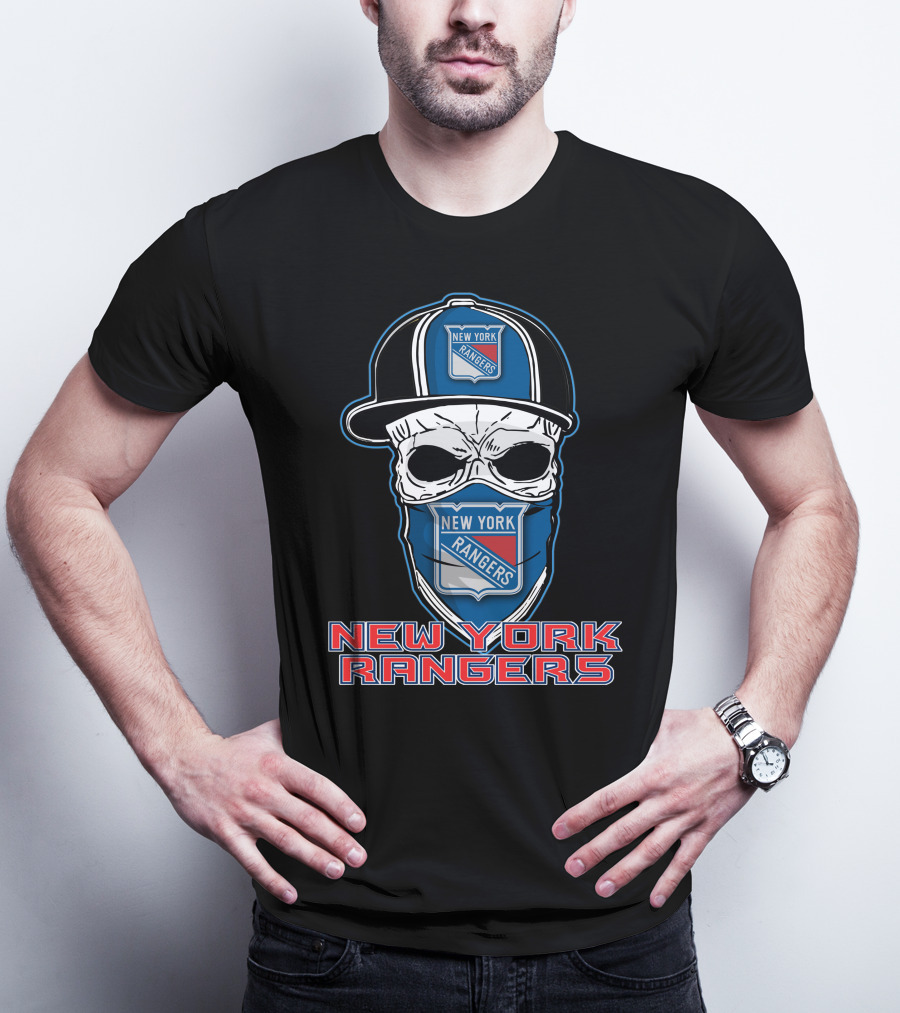 New York Rangers Skull Hat T-Shirt