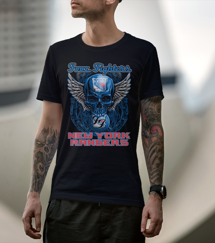 Foo Fighters New York Rangers Skull Wings T-Shirt