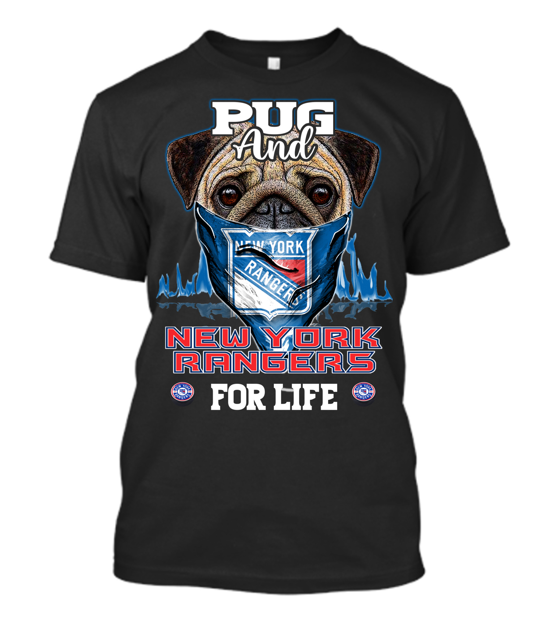 Pug And New York Rangers For Life T-Shirt