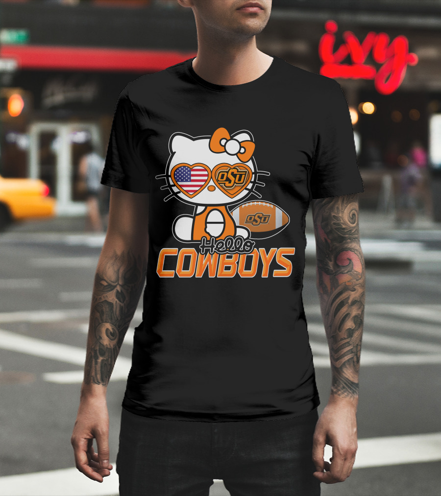 Hello Kitty OSU Cowboys Football Fan T-Shirt