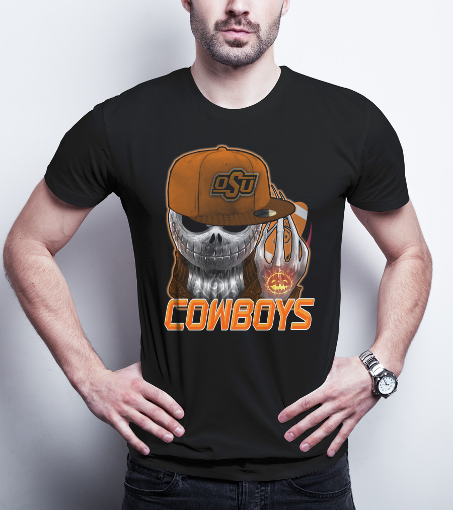 Osu Cowboys Halloween Skull Pumpkin Oklahoma State T-Shirt