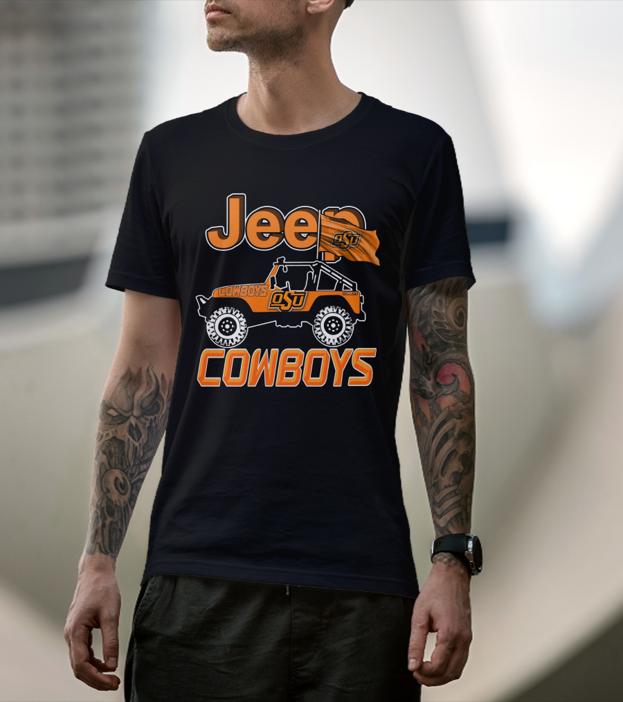 Jeep OSU Cowboys Oklahoma State University Flag T-Shirt