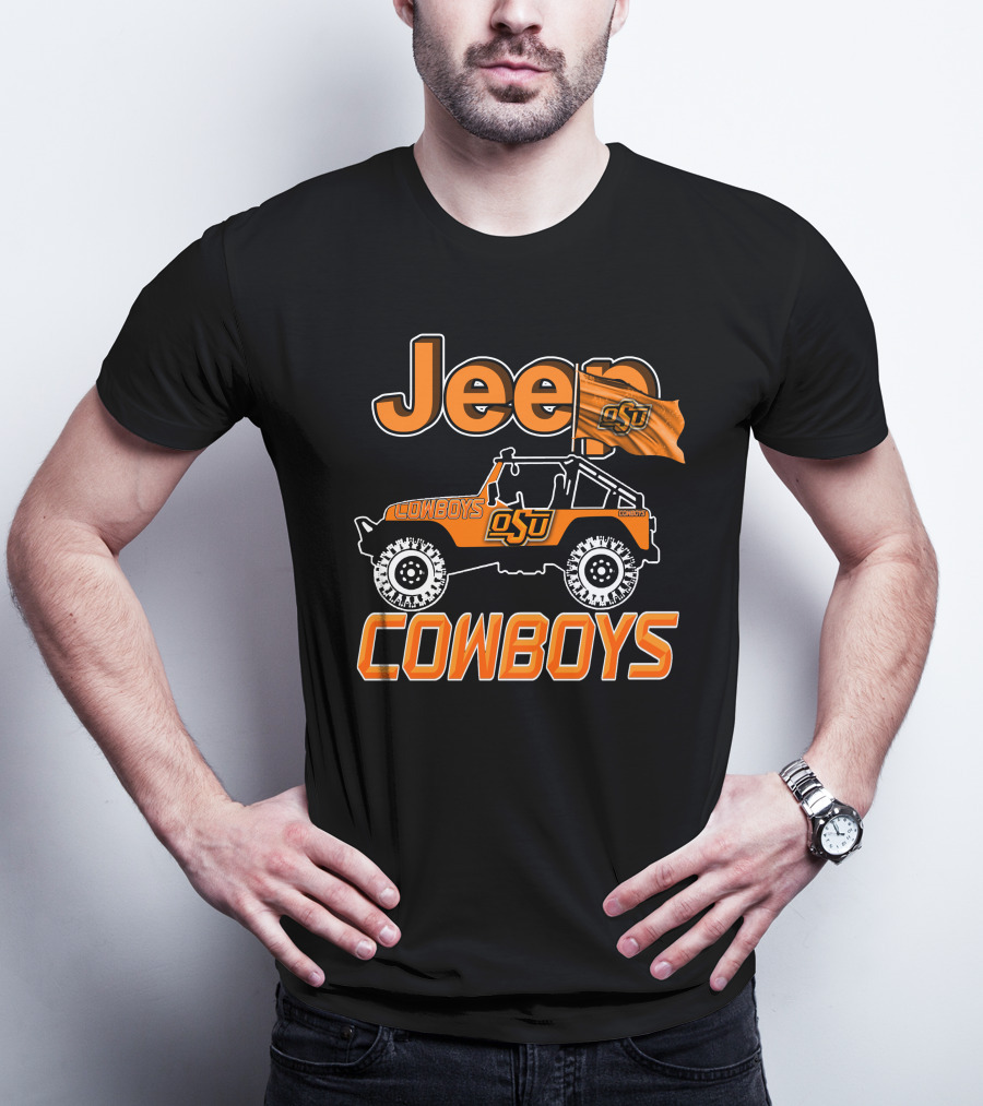 Jeep OSU Cowboys Oklahoma State University Flag T-Shirt
