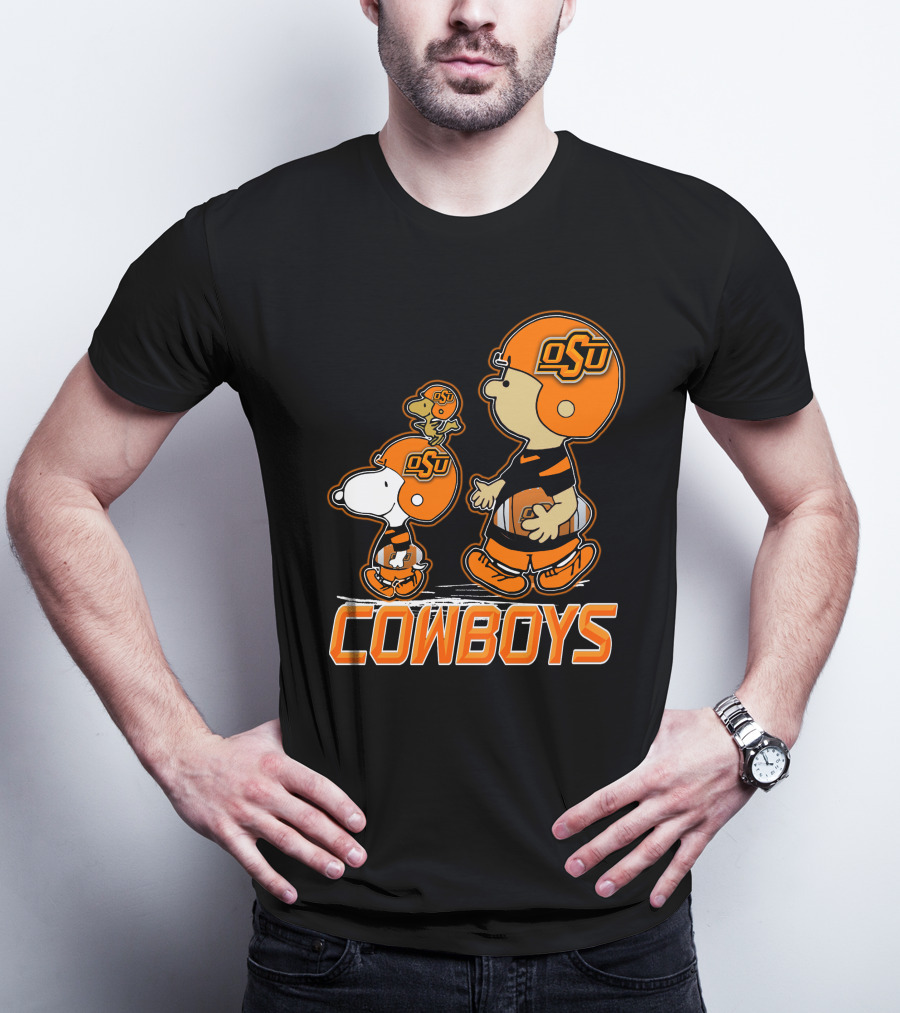 Snpfootball Oklahoma State Osu Cowboys Peanuts Characters Football Helmets T-Shirt