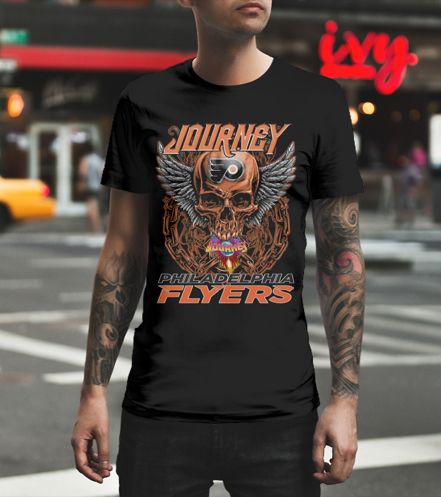 Journey Philadelphia Flyers Skull Wings T-Shirt