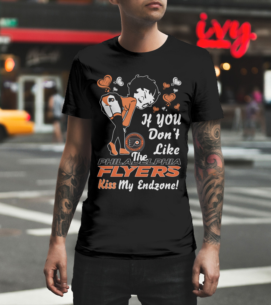 Betty Boop If You Don't Like The Philadelphia Flyers Kiss My Endzone T-Shirt