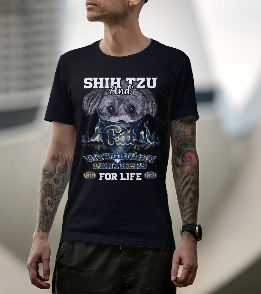 Shih Tzu And Pittsburgh Panthers Pitt For Life T-Shirt