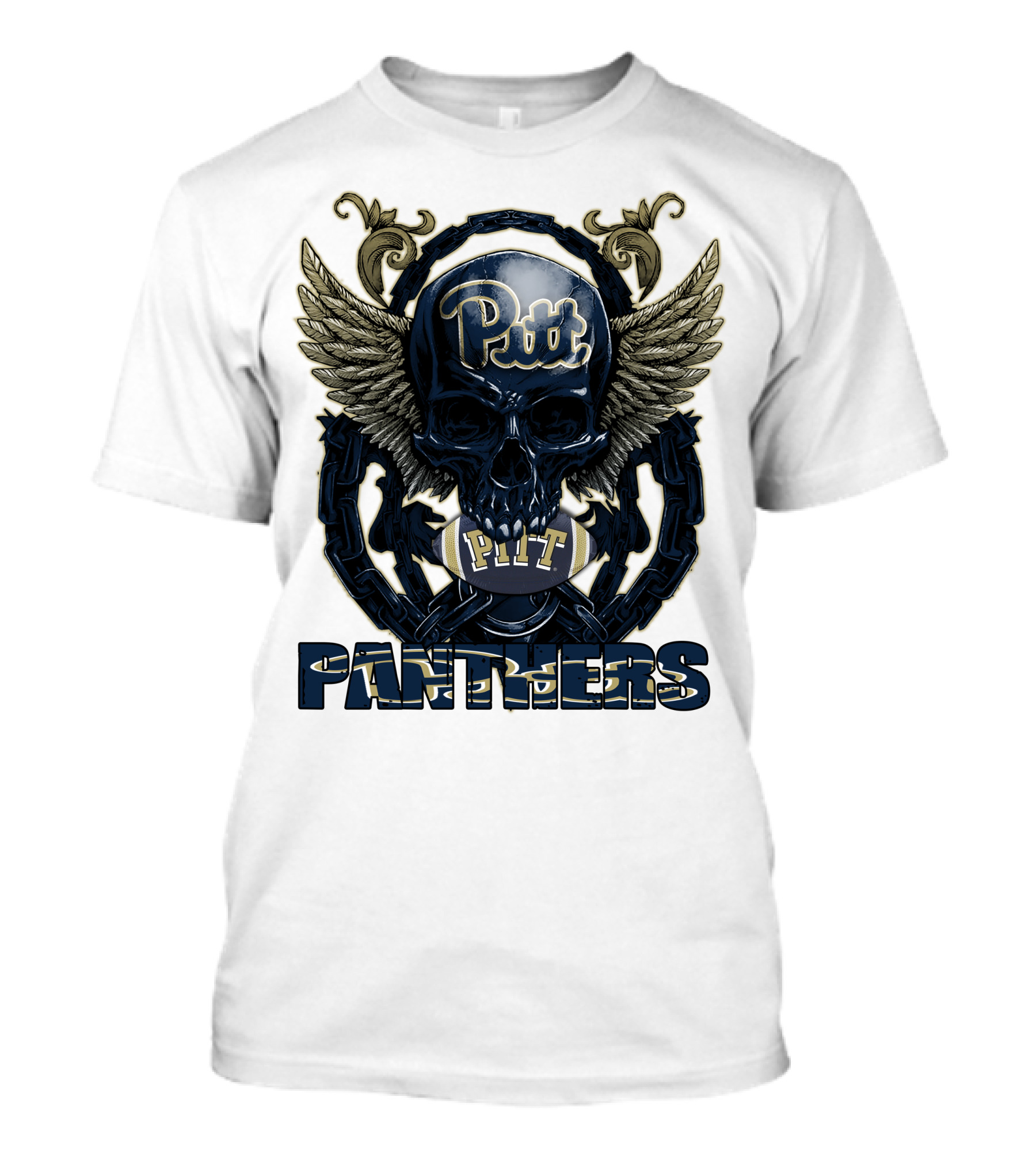 Pitt Panthers Skull Winged Football T-Shirt