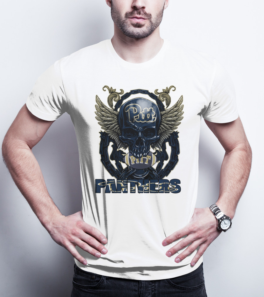 Pitt Panthers Skull Winged Football T-Shirt