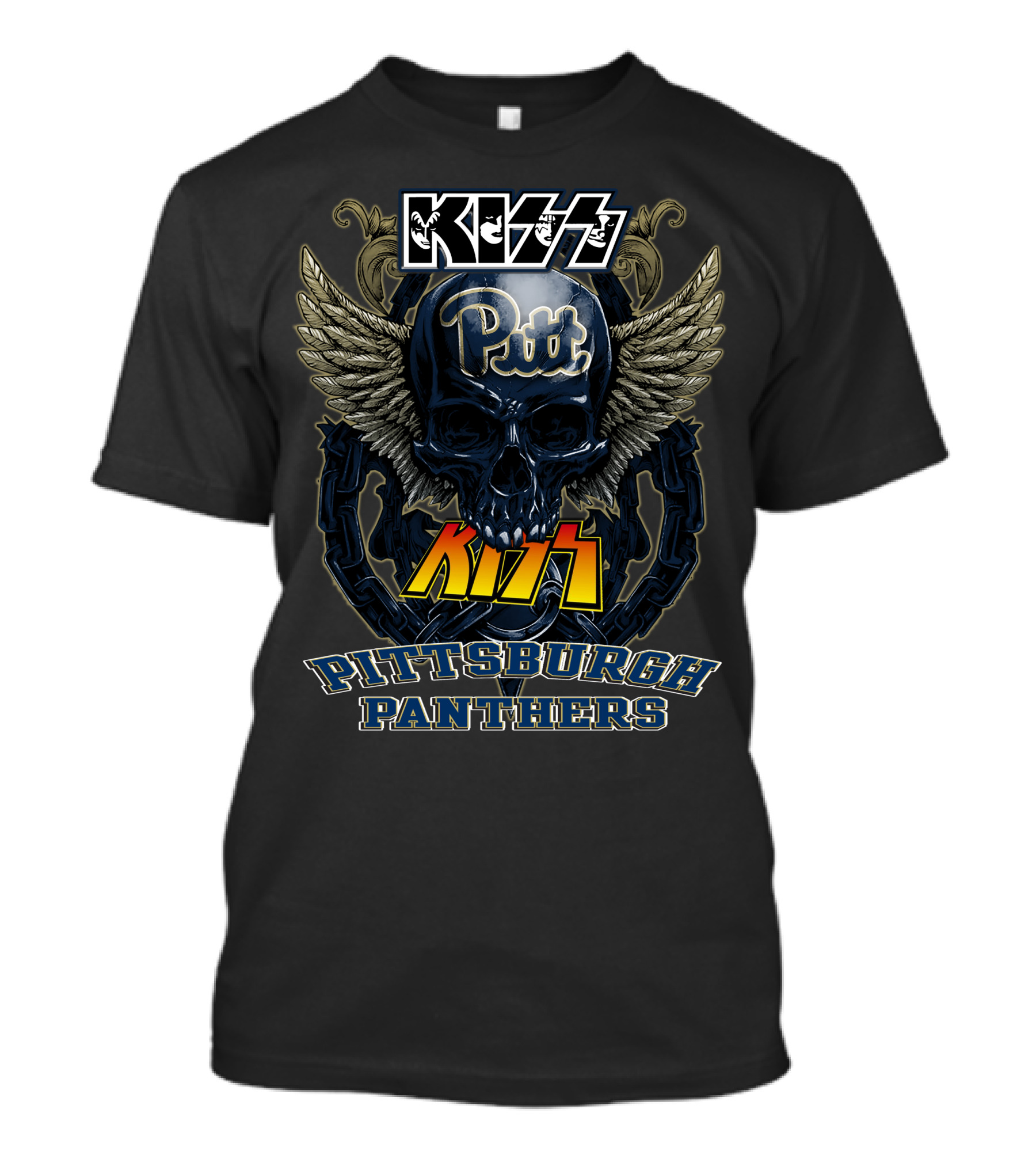KISS Pitt Pittsburgh Panthers Skull Wings T-Shirt