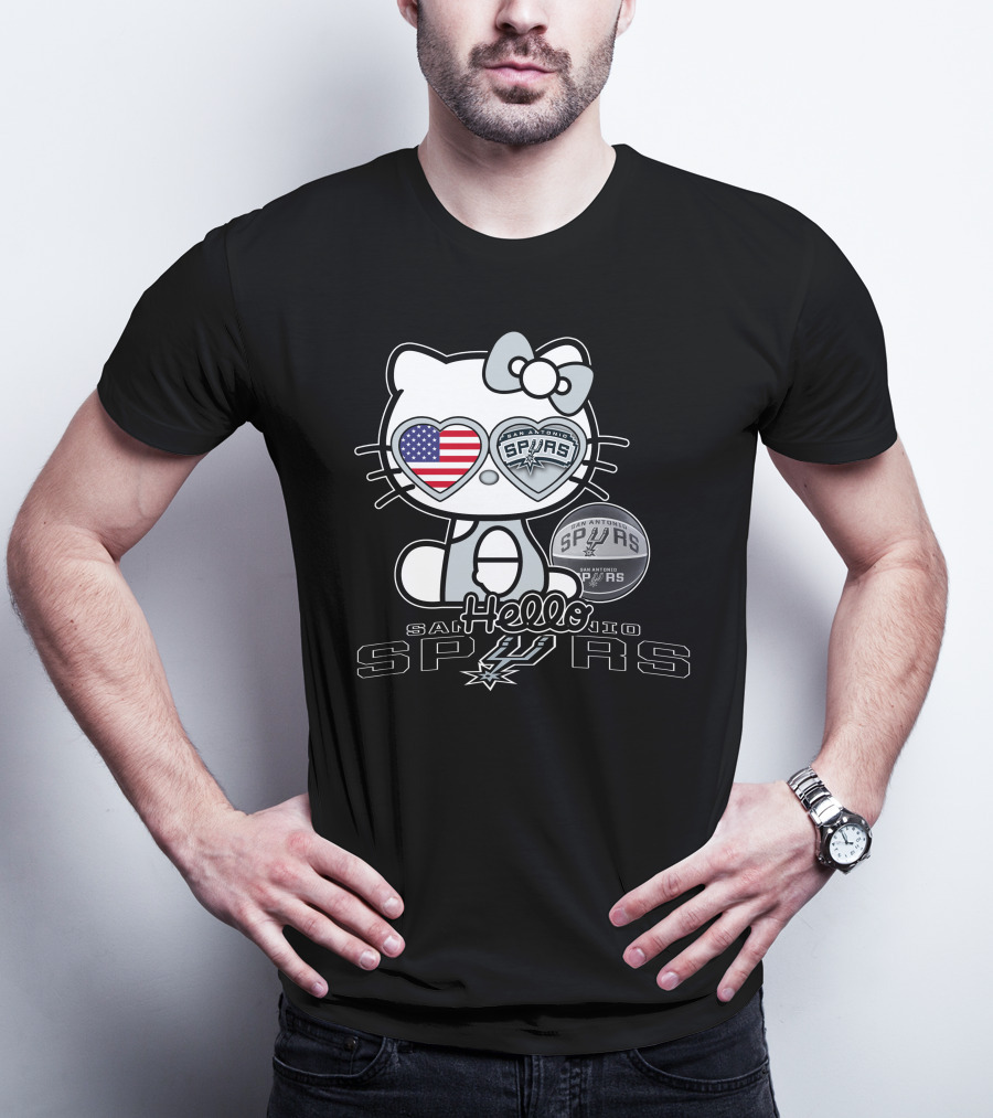 Hello Kitty San Antonio Spurs USA Flag T-Shirt