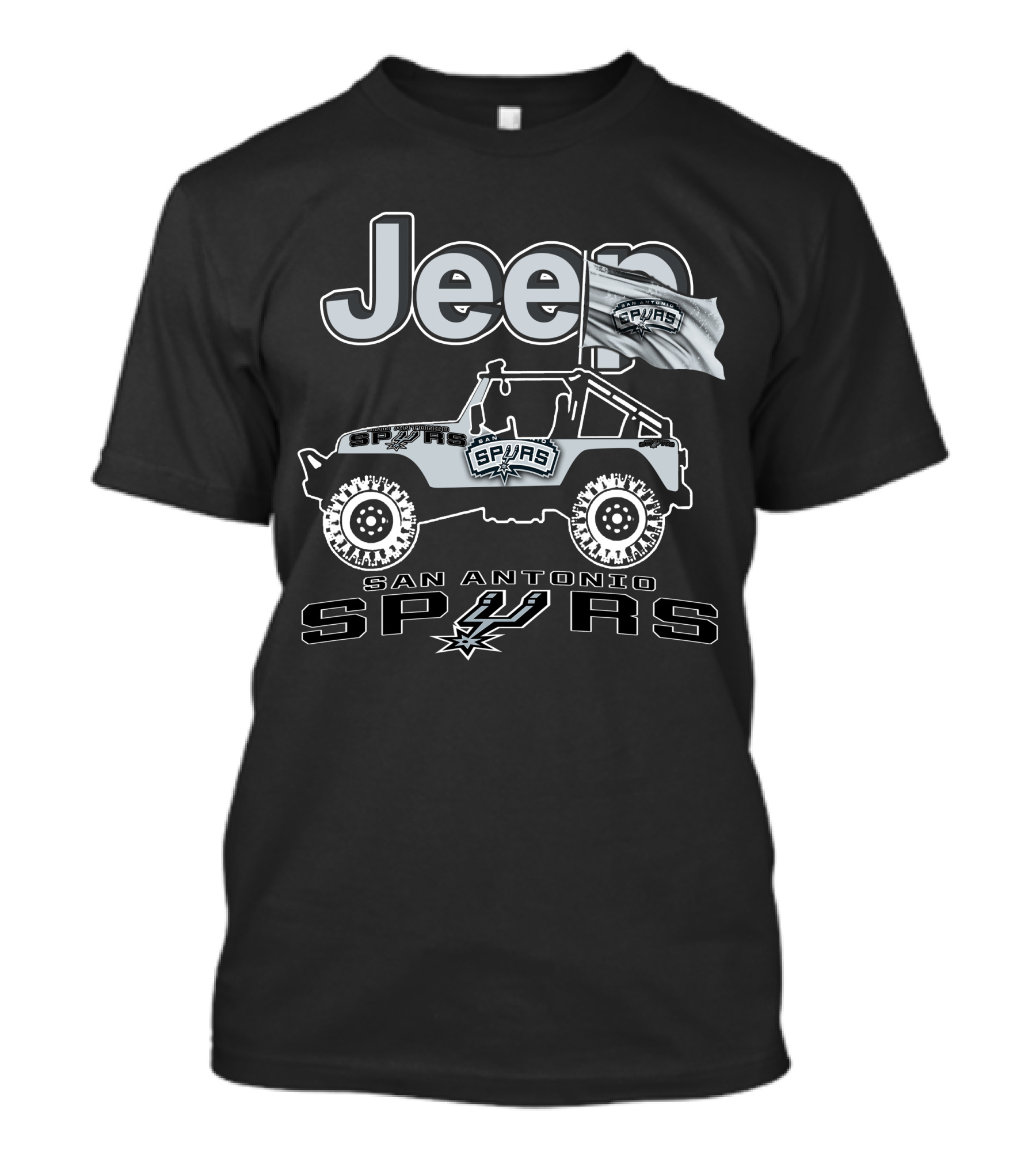 Jeep San Antonio Spurs 4x4 Enthusiast Edition With Spurs Flag T-Shirt