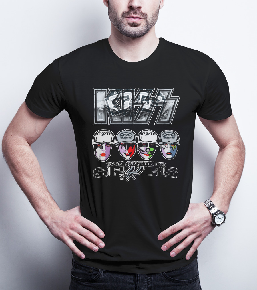 Kiss San Antonio Spurs Faces In Hats T-Shirt