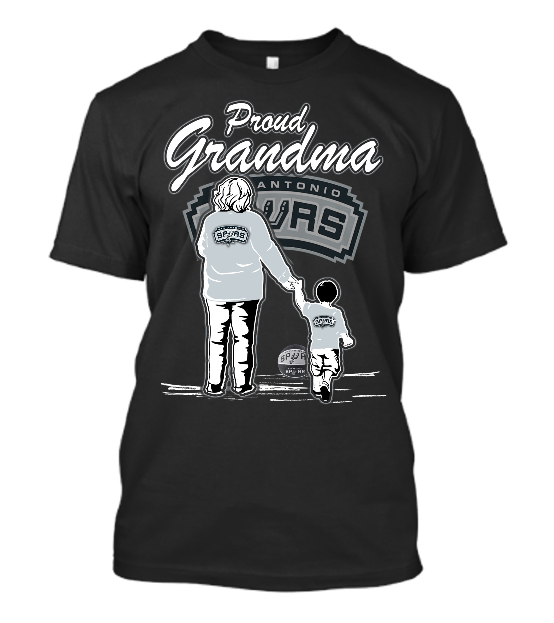 Proud Grandma San Antonio Spurs Holding Hands With Child In Team Gear T-Shirt