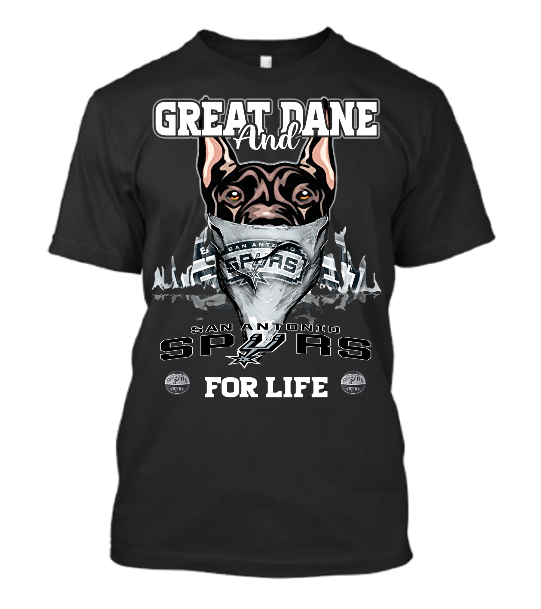 Great Dane And San Antonio Spurs For Life T-Shirt