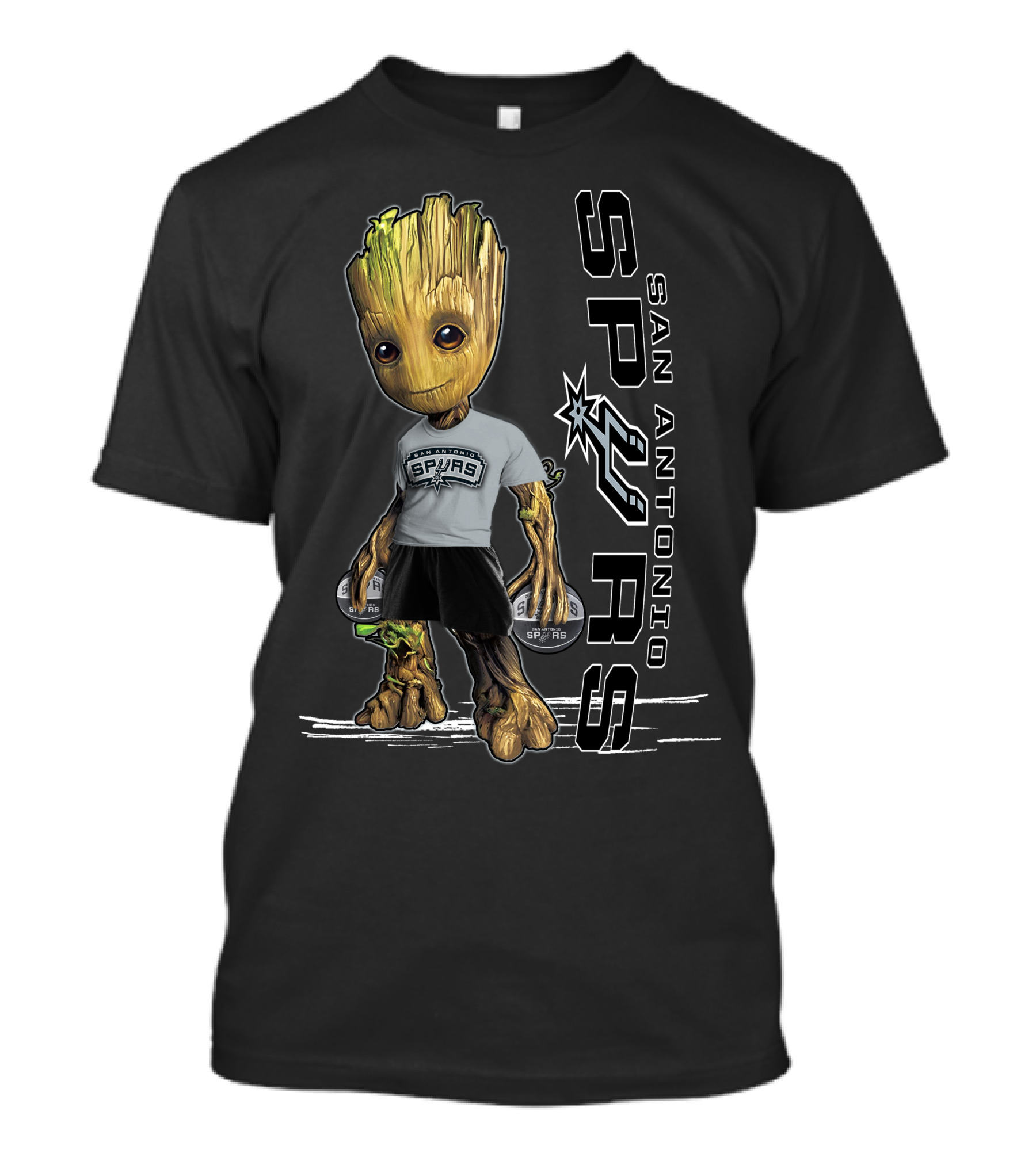 Groot San Antonio Spurs NBA Basketball Character Crossover T-Shirt