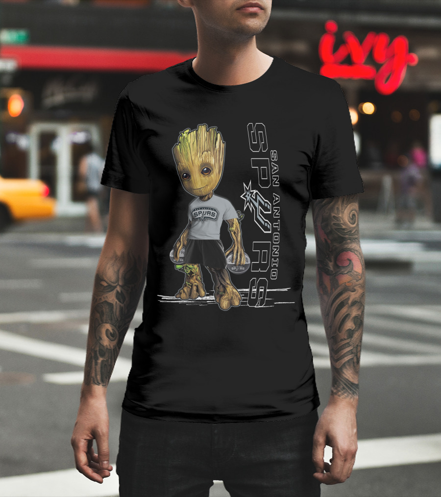 Groot San Antonio Spurs NBA Basketball Character Crossover T-Shirt
