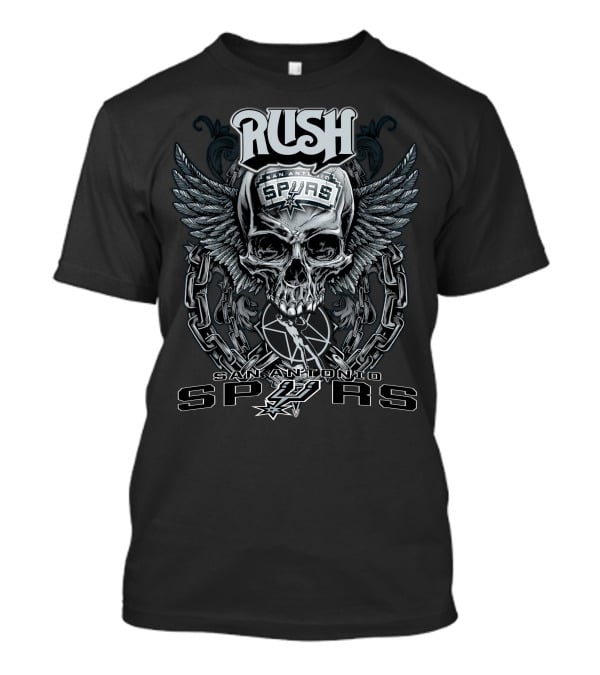 Rush San Antonio Spurs Skull Wings Chains Basketball T-Shirt