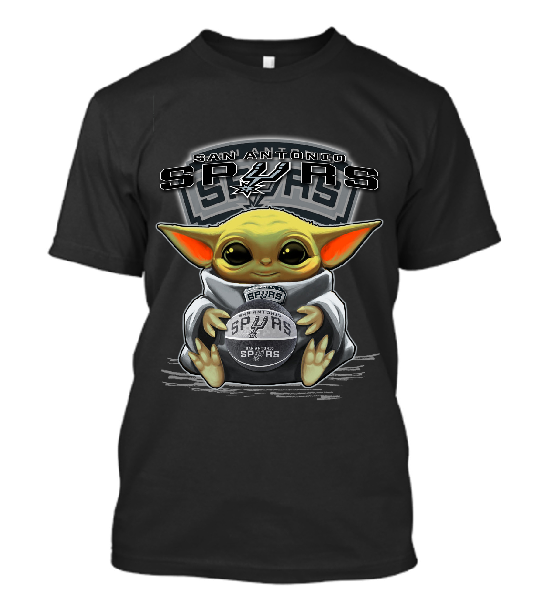 Yoda San Antonio Spurs Baby Holding Spurs Basketball T-Shirt