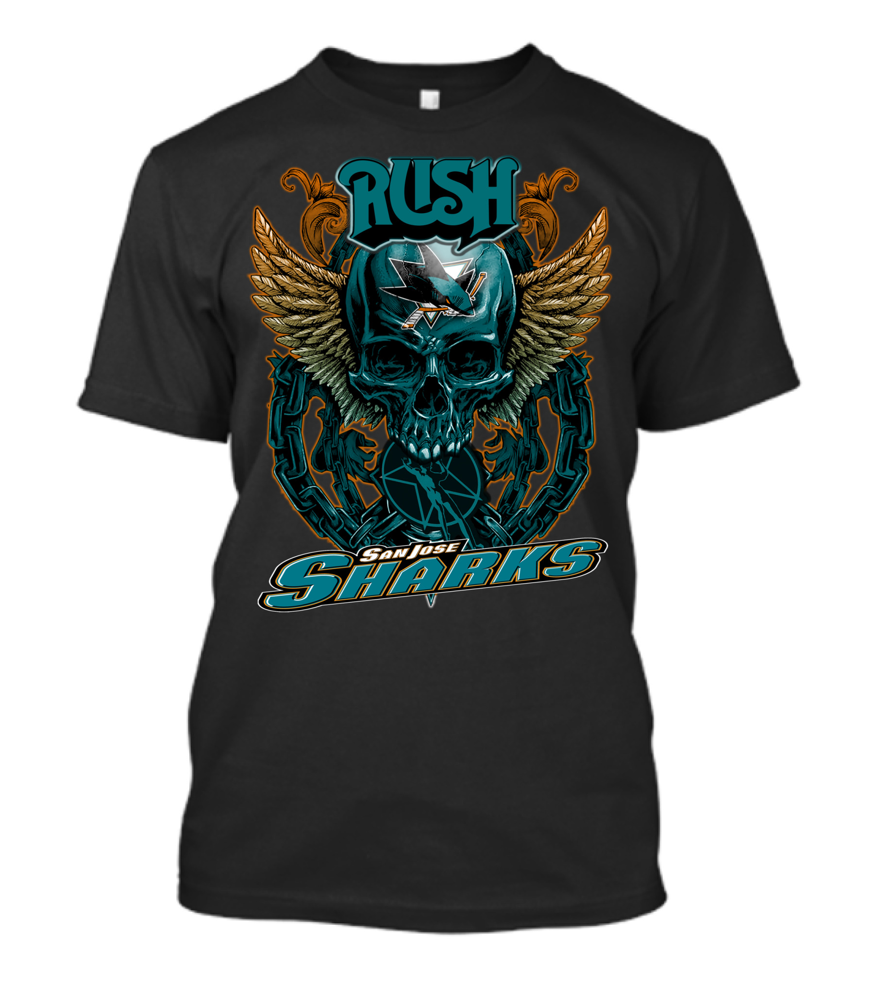 Rush San Jose Sharks Skull Winged Emblem T-Shirt