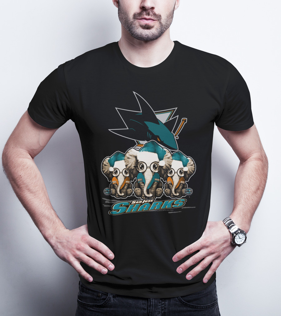 San Jose Sharks Elephants Xmas Trio T-Shirt