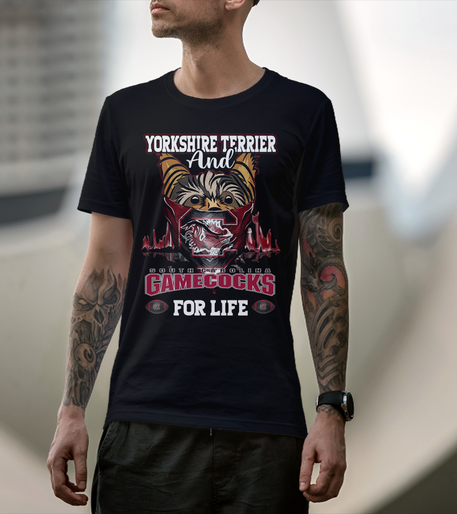 Yorkshire Terrier And South Carolina Gamecocks For Life T-Shirt