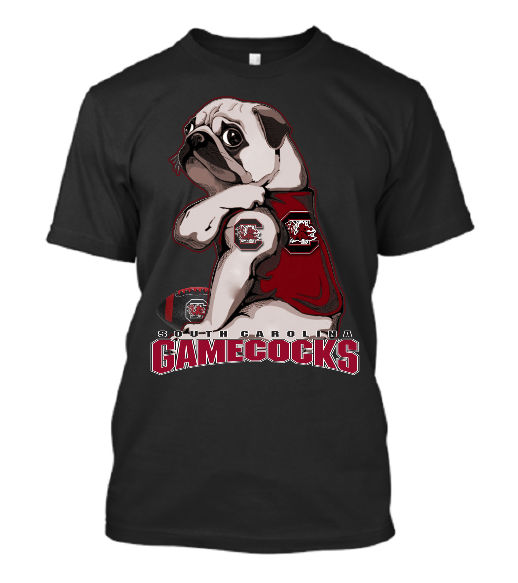 Pug Wearing South Carolina Gamecocks Football Jersey T-Shirt