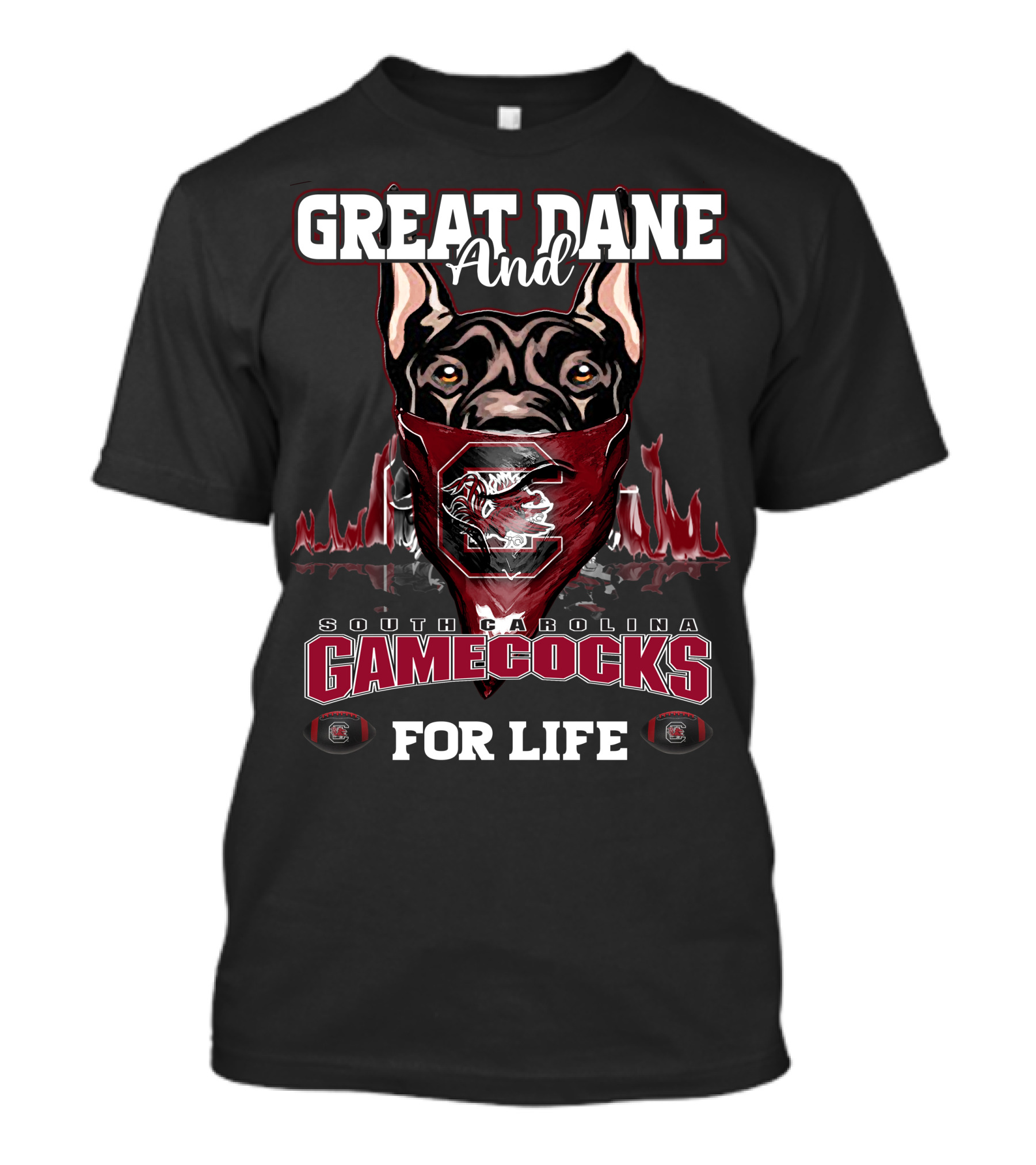 Great Dane And South Carolina Gamecocks For Life T-Shirt