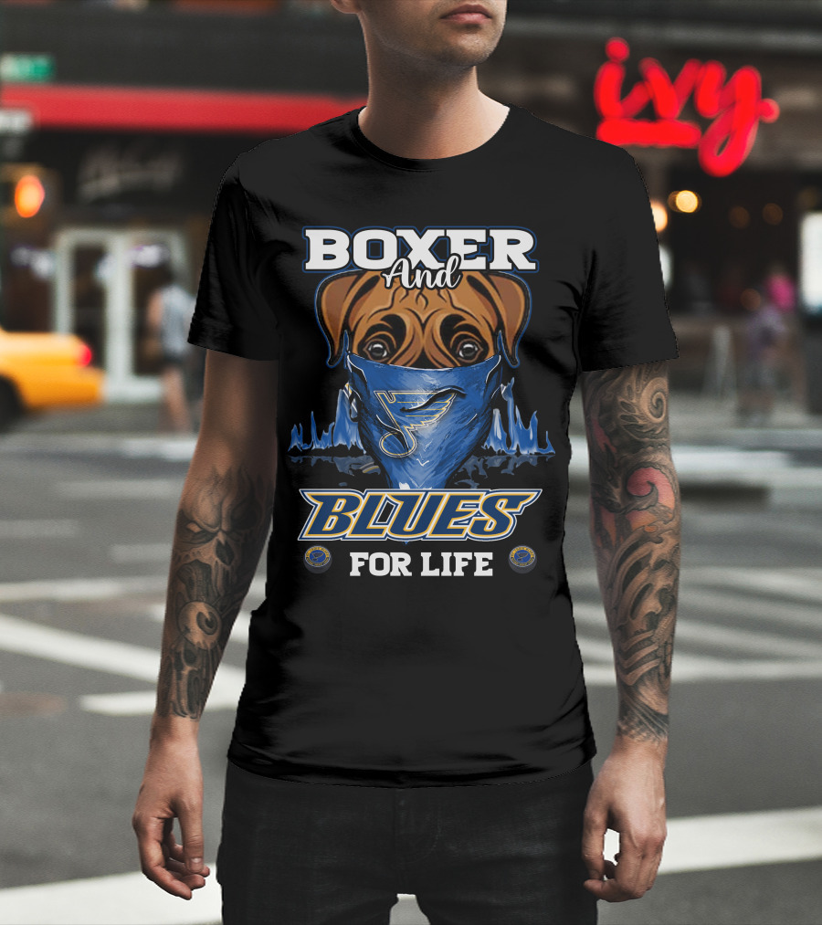 Boxer And Blues For Life St. Louis Blues T-Shirt