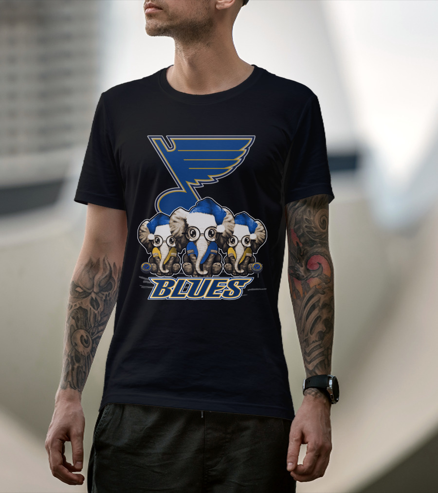 Elephan Xmas St. Louis Blues Hockey Elephants T-Shirt