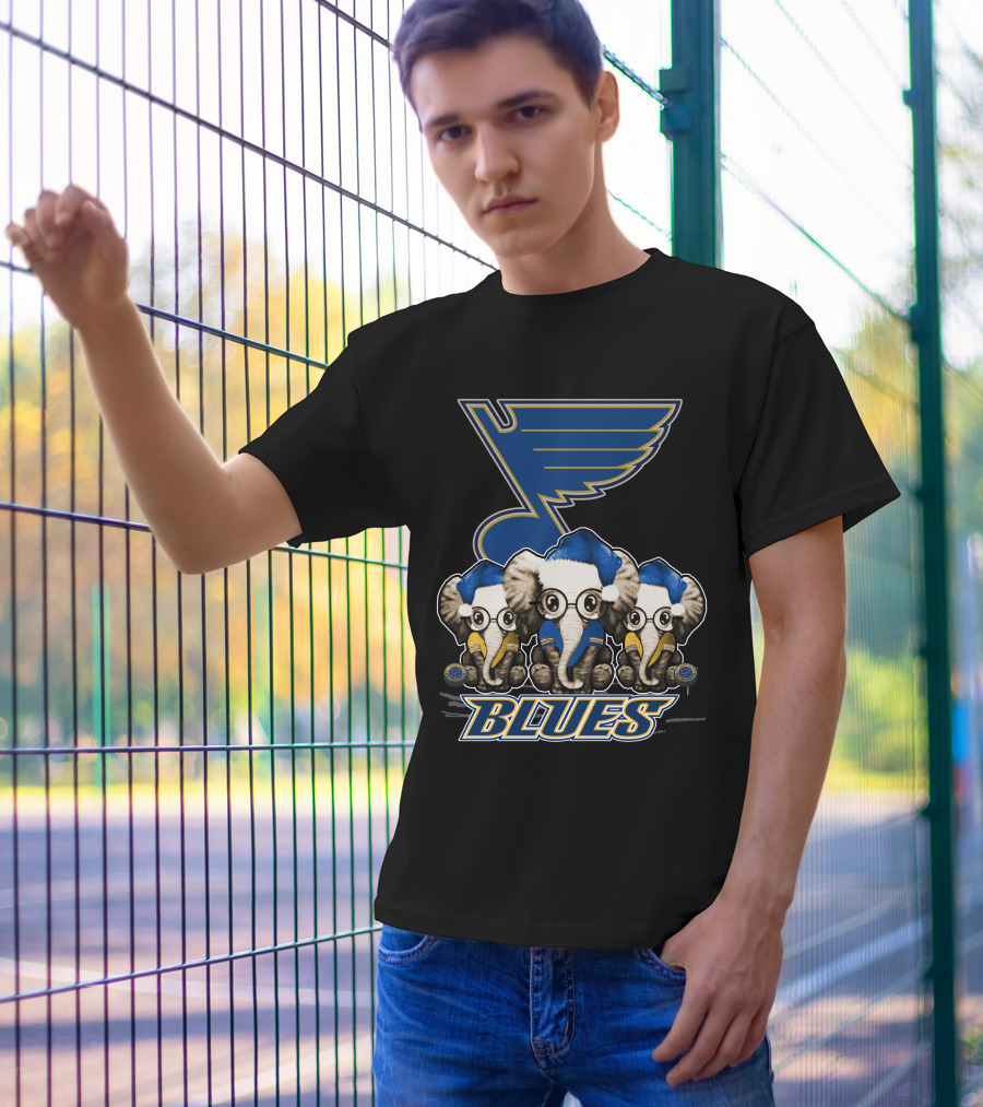 Elephan Xmas St. Louis Blues Hockey Elephants T-Shirt