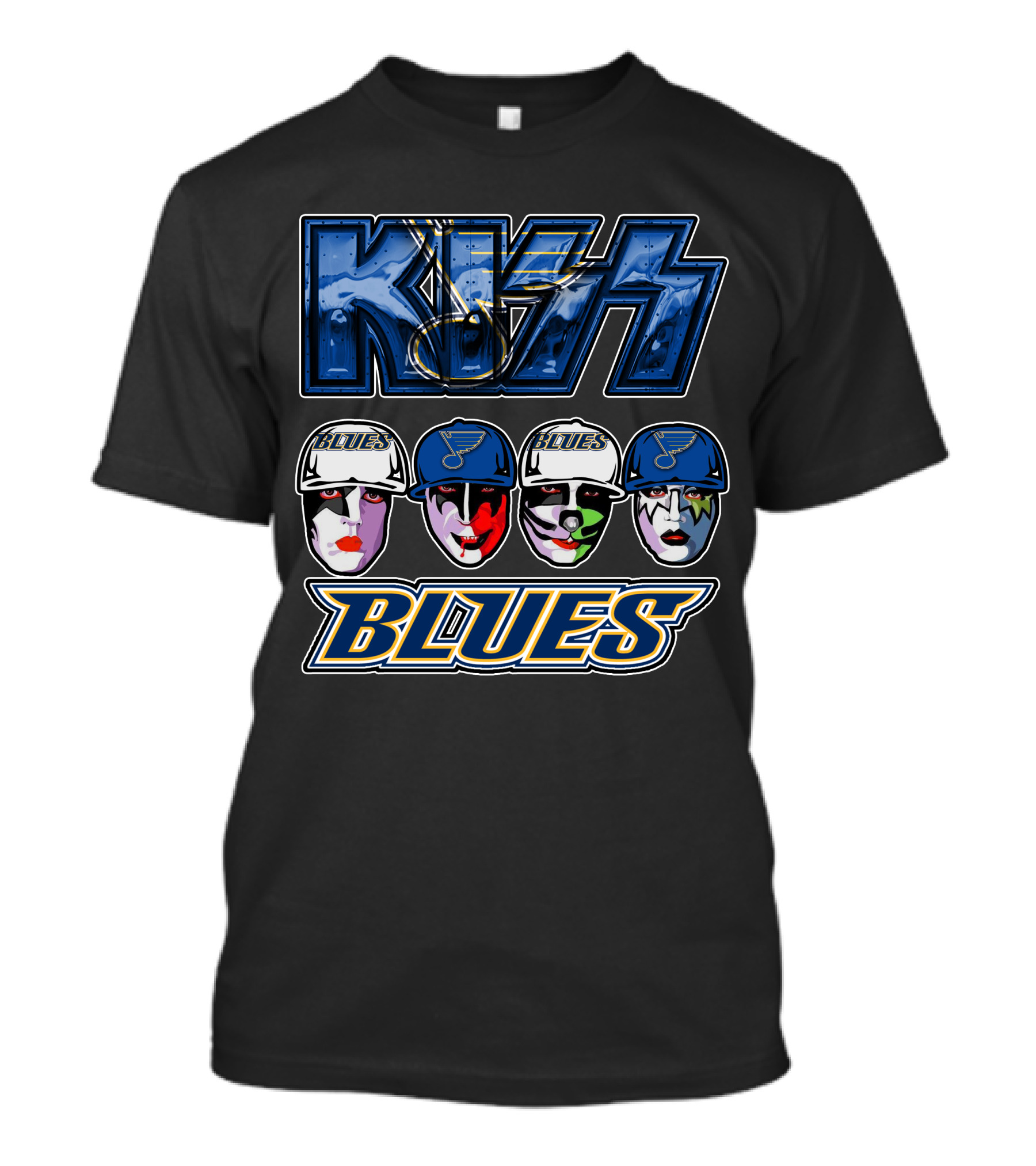 Kiss St. Louis Blues Logo Face Art Collaboration T-Shirt