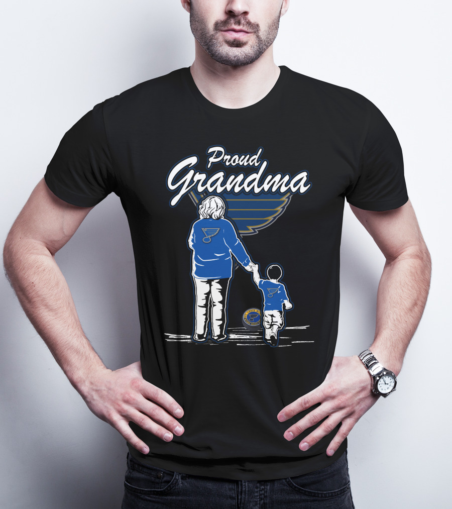 Proud Grandma St. Louis Blues Hockey Family Fan T-Shirt
