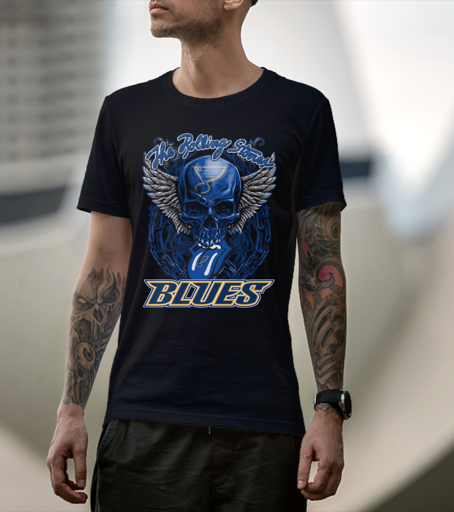 The Rolling Stones St. Louis Blues Skull Wings Tongue T-Shirt