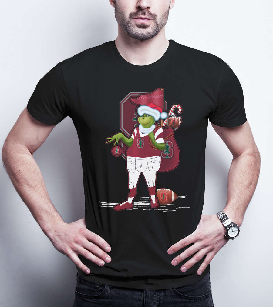 Grinchxmas Stanford Cardinal Christmas Football Santa Grinch T-Shirt