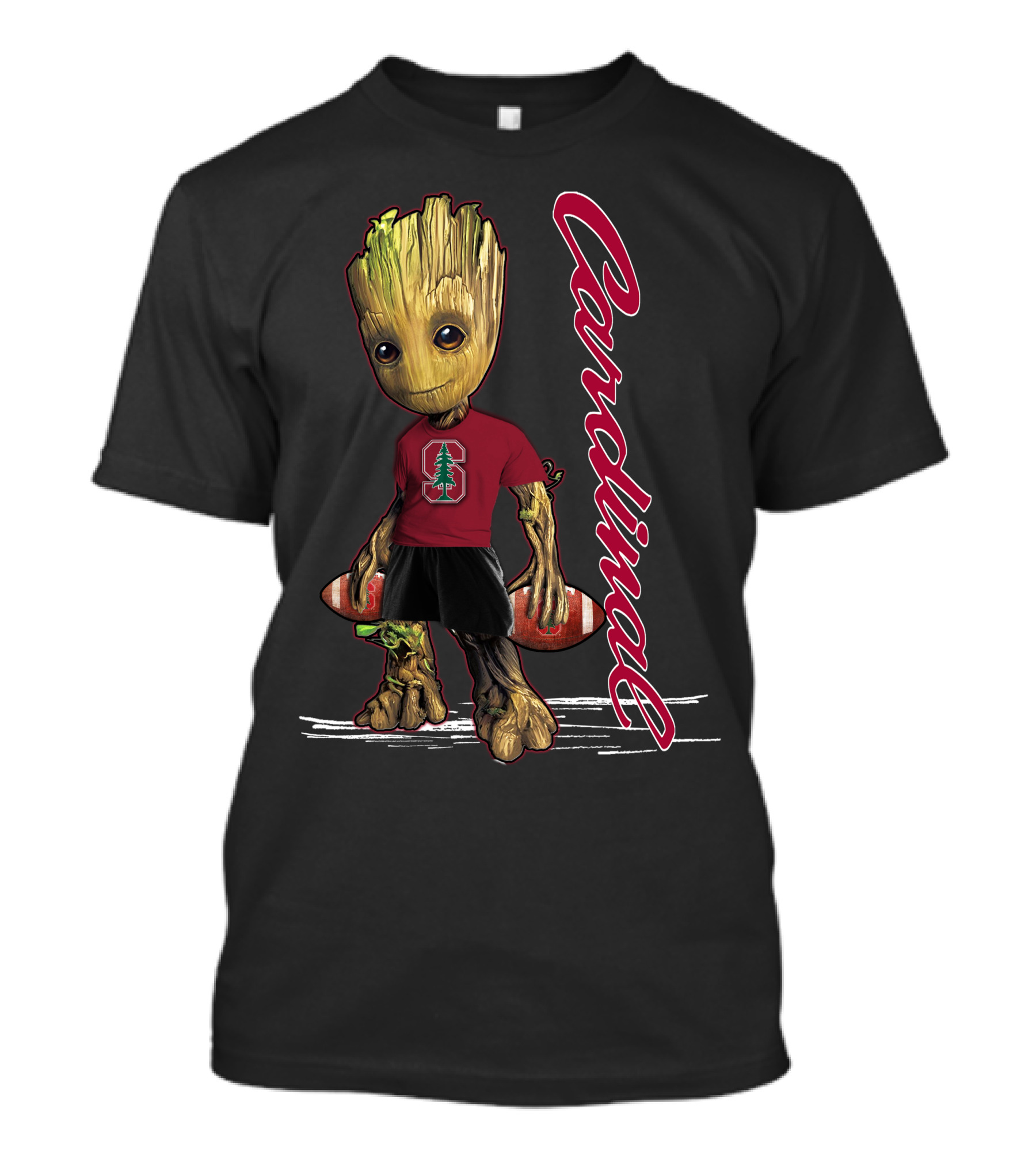Groot Stanford Cardinal Football Character With Tree Logo And Cardinal Text T-Shirt