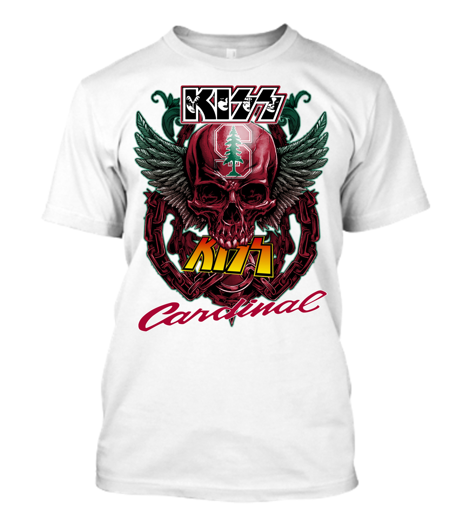 KISS Stanford Cardinal Winged Skull Chains T-Shirt