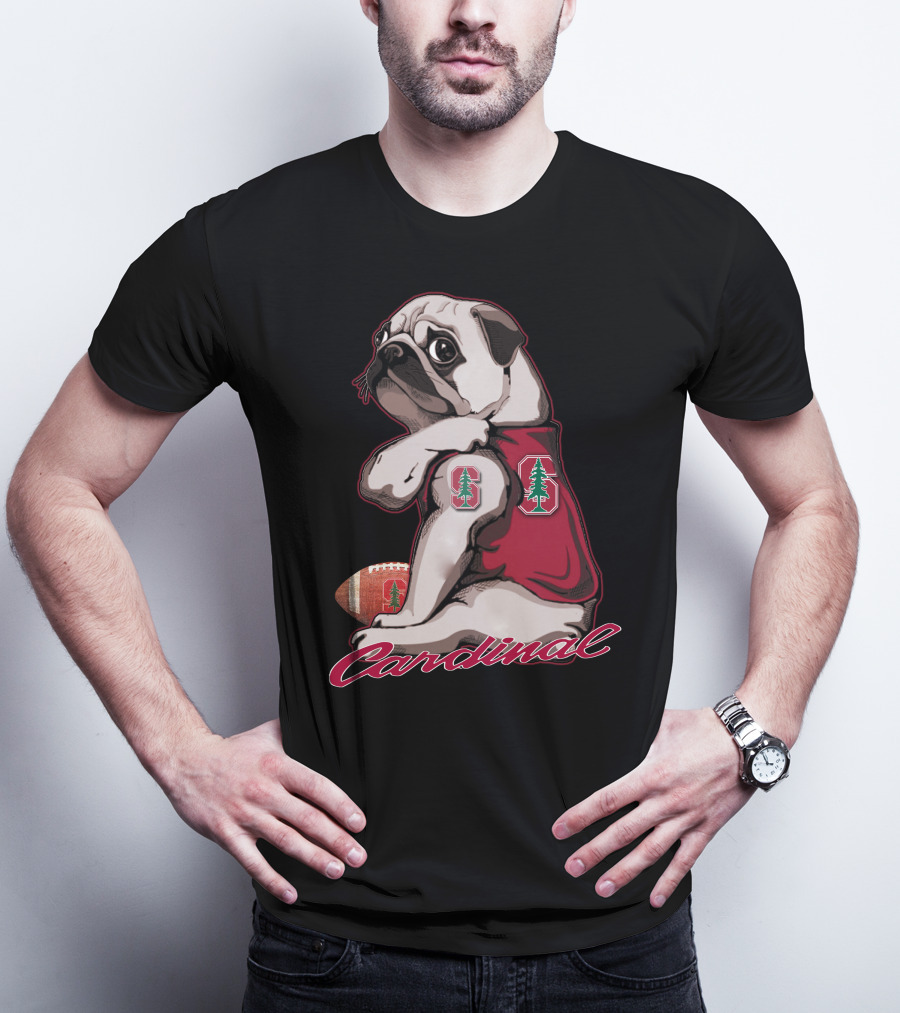 Pug Cardinal Stanford Football Tree T-Shirt