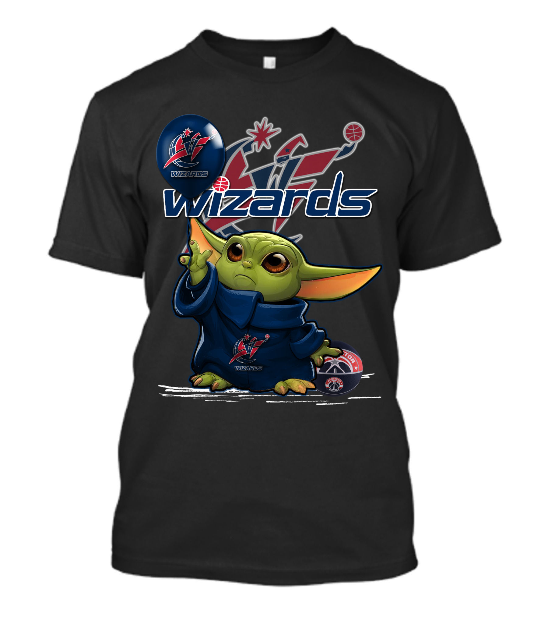 Wizards Yoda Logo Basketball Character With Washington Team Symbols T-Shirt