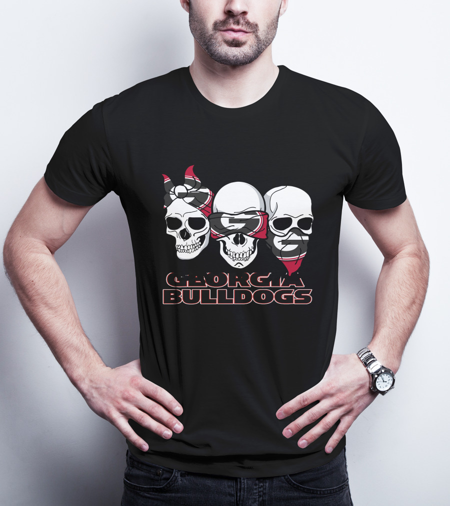 Georgia Bulldogs Three Skulls Bandana T-Shirt