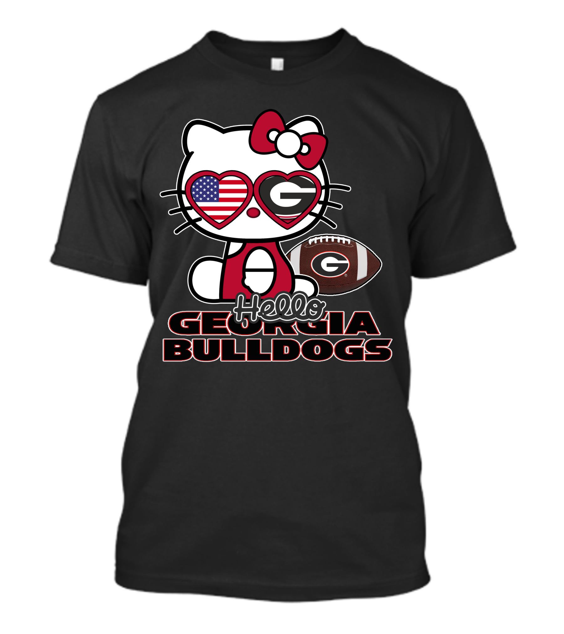 Hello Kitty Georgia Bulldogs Football USA Flag T-Shirt