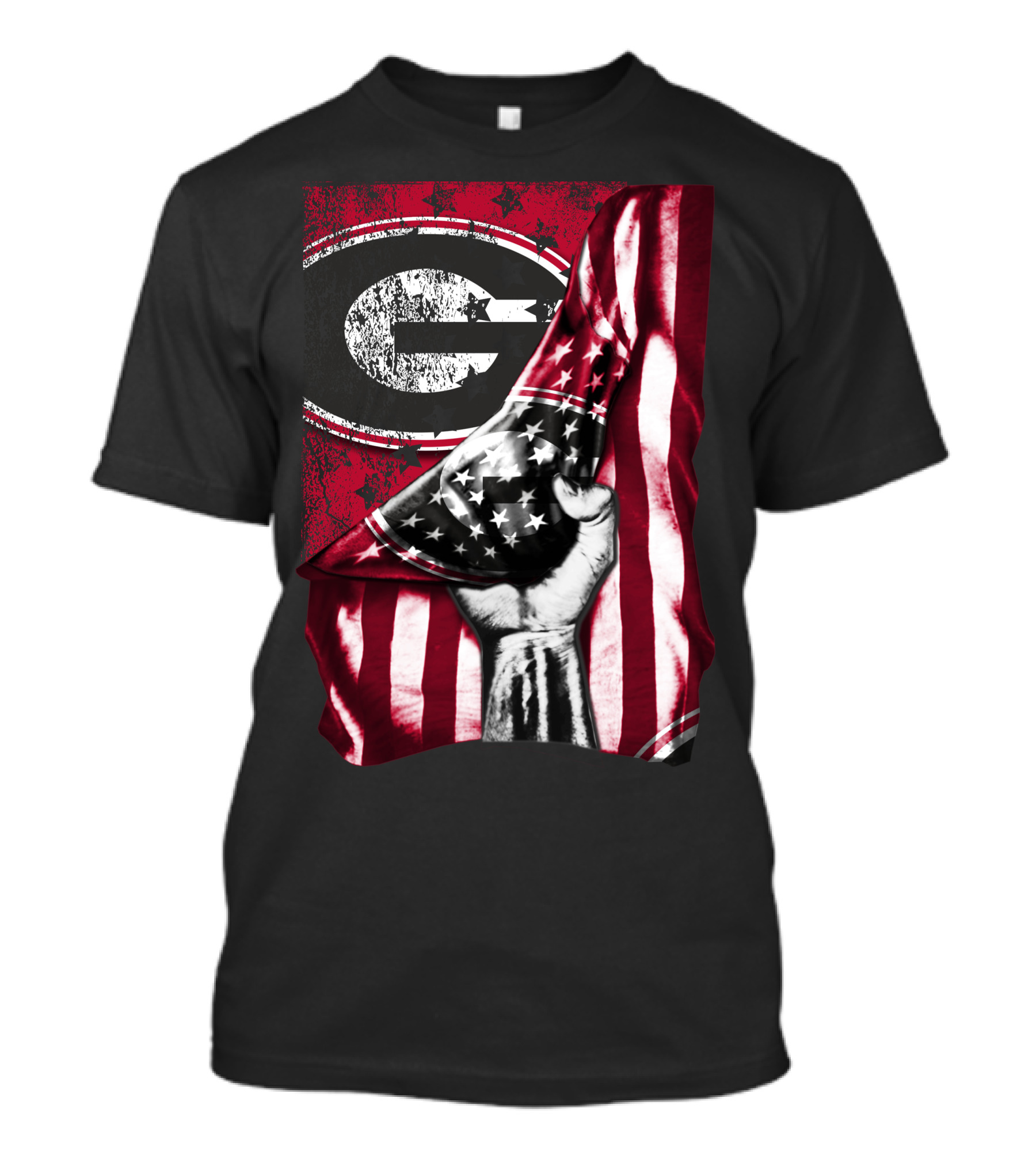 Georgia Bulldogs American Flag Hand T-Shirt