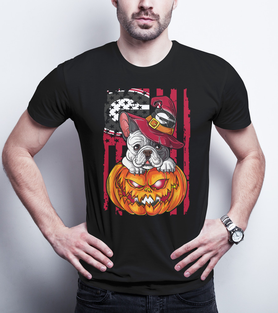 Hlw Bulldog Georgia Bulldogs Halloween Pumpkin And Witch Hat T-Shirt