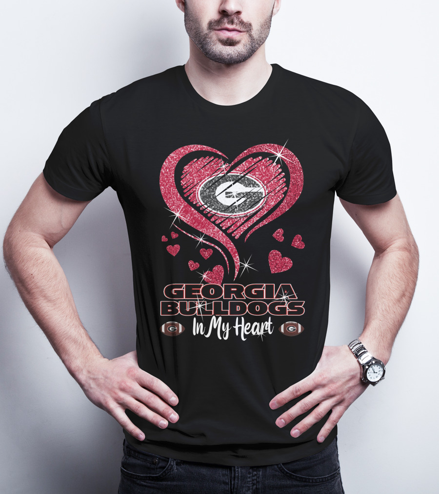 Georgia Bulldogs Glitter Heart In My Heart T-Shirt
