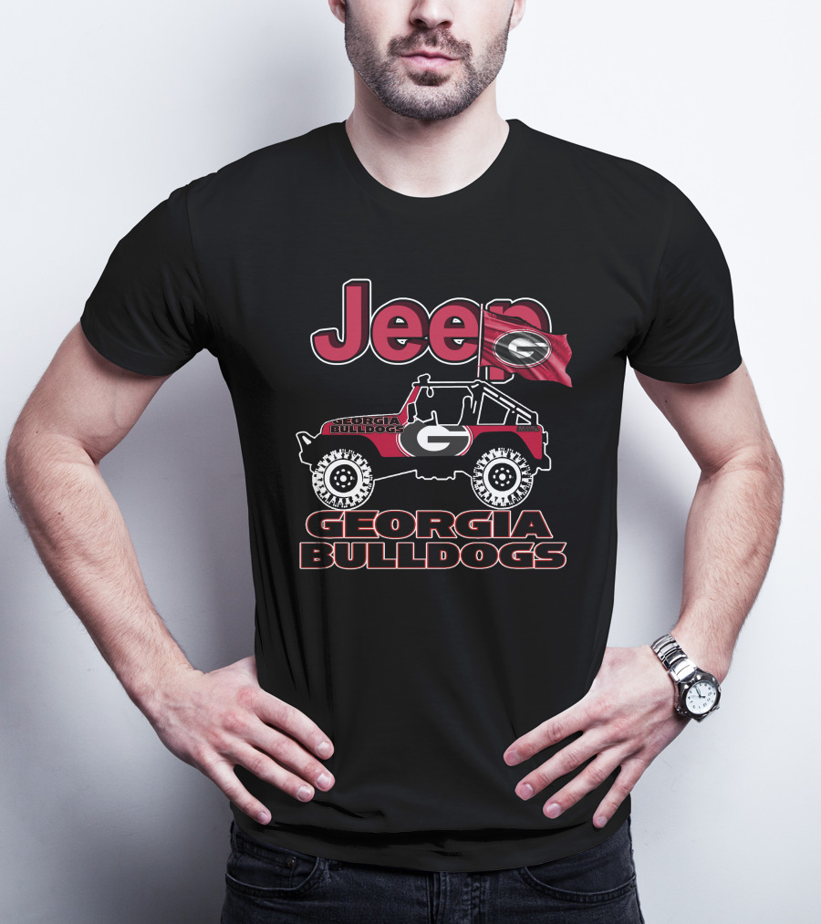 Jeep Georgia Bulldogs Georgia Bulldogs Flag Jeep T-Shirt