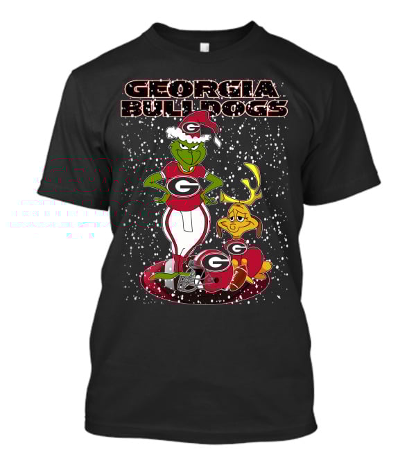 Georgia Bulldogs Grinch Santa Christmas Football T-Shirt