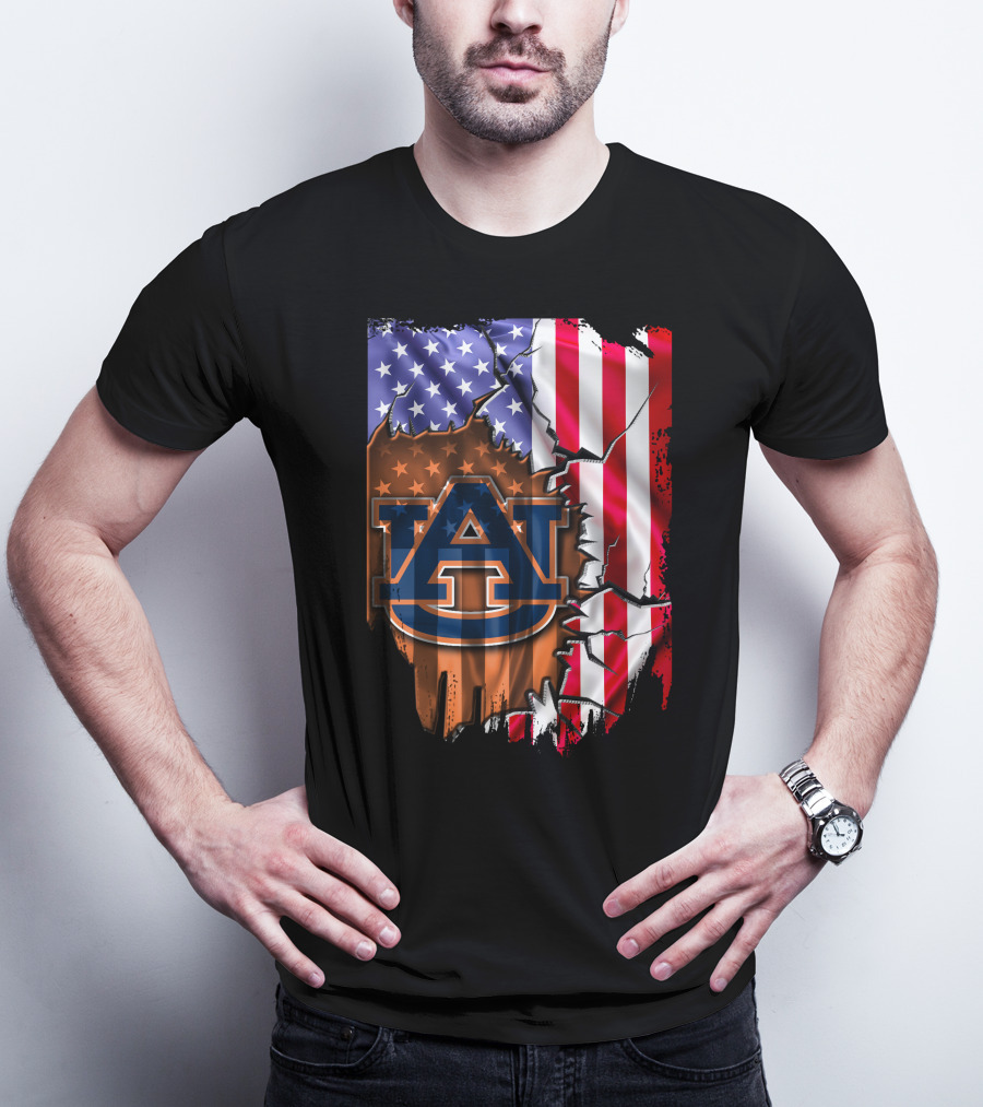 Auburn Tigers American Flag Rip T-Shirt