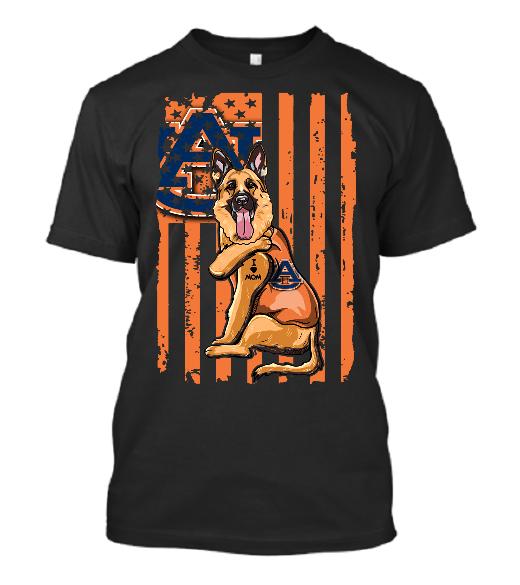 German Shepherd I Love Mom Auburn Tigers T-Shirt