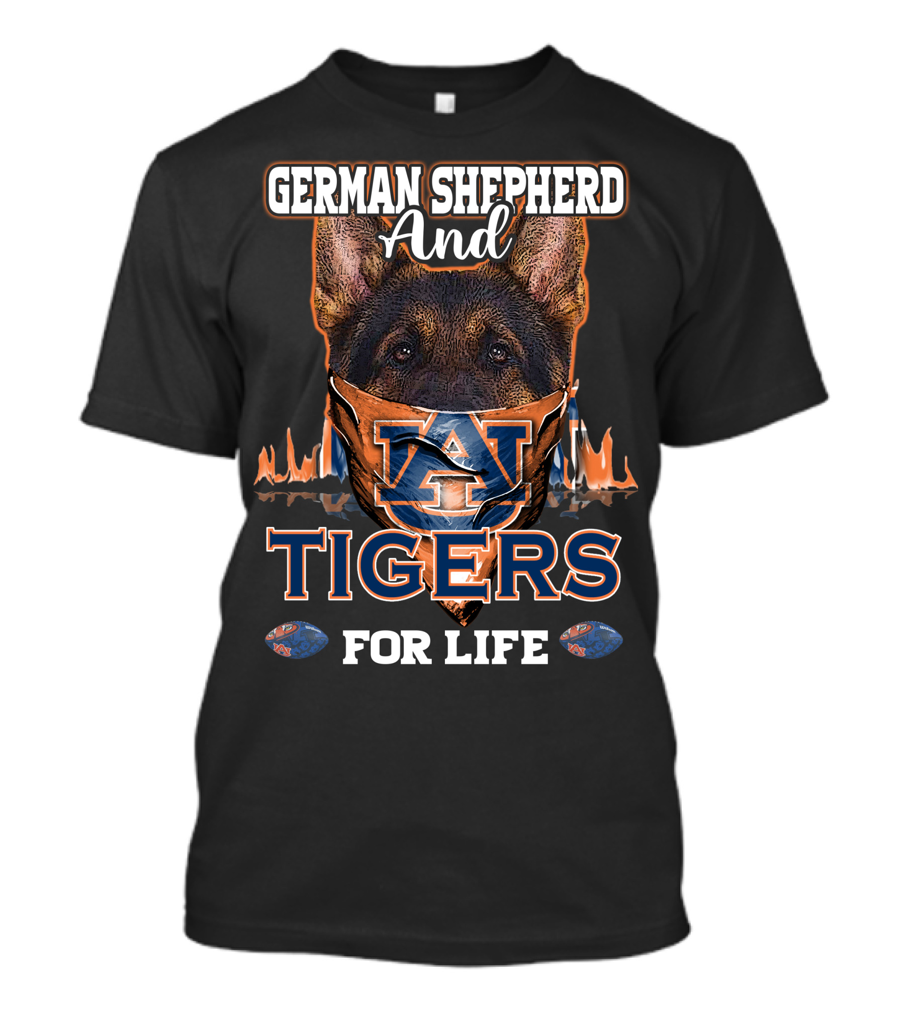 German Shepherd And Auburn Tigers For Life T-Shirt